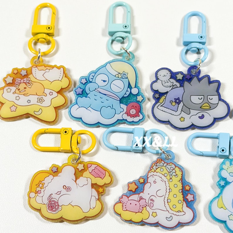 1.6 Inches | Sanrio Sleepy Keychain | Gudetama Hangyodon Badtz Maru ...