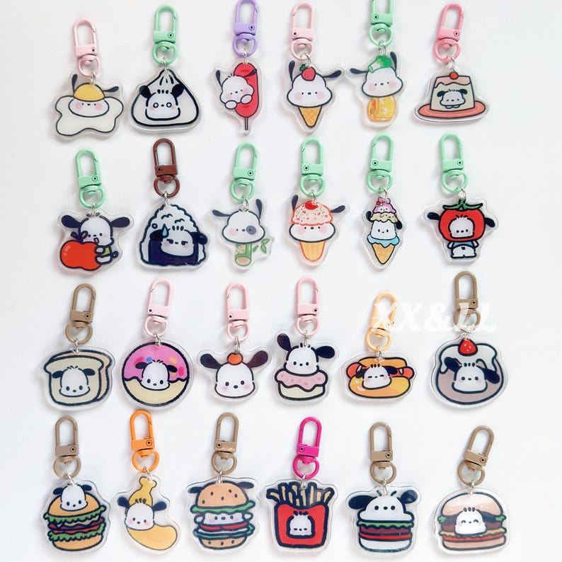 1.6 Inches | Pochacco Keychain | Sanrio Pochacco Dessert Bag Charm ...