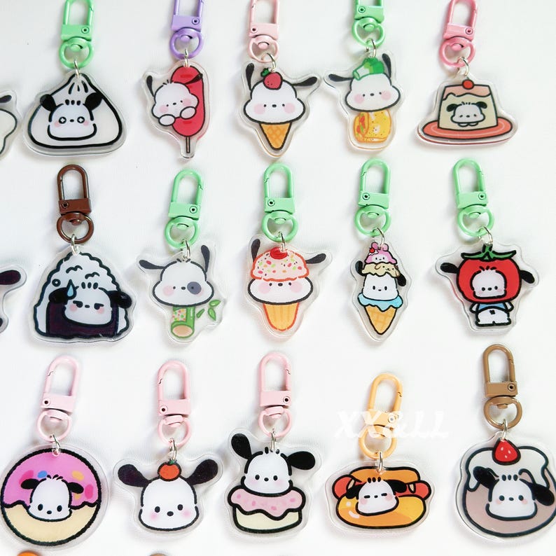 1.6 Inches | Pochacco Keychain | Sanrio Pochacco Dessert Bag Charm ...