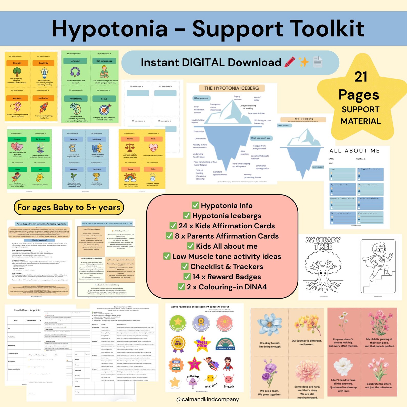 Hypotonia Support Toolkit – Kids Activities, Affirmation Cards (digital ...