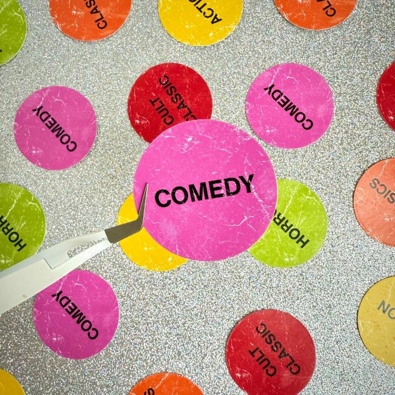 Nostalgic VHS Genre Sticker | 2” Round Movie Rental Sticker | Horror ...