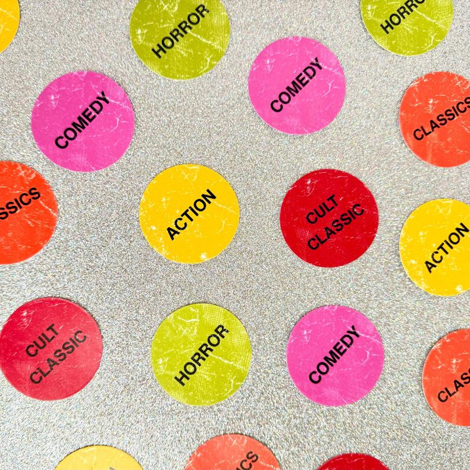 Nostalgic VHS Genre Sticker | 2” Round Movie Rental Sticker | Horror ...