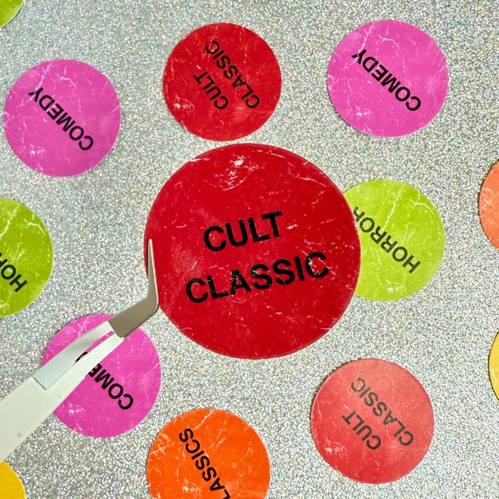 Nostalgic VHS Genre Sticker | 2” Round Movie Rental Sticker | Horror ...