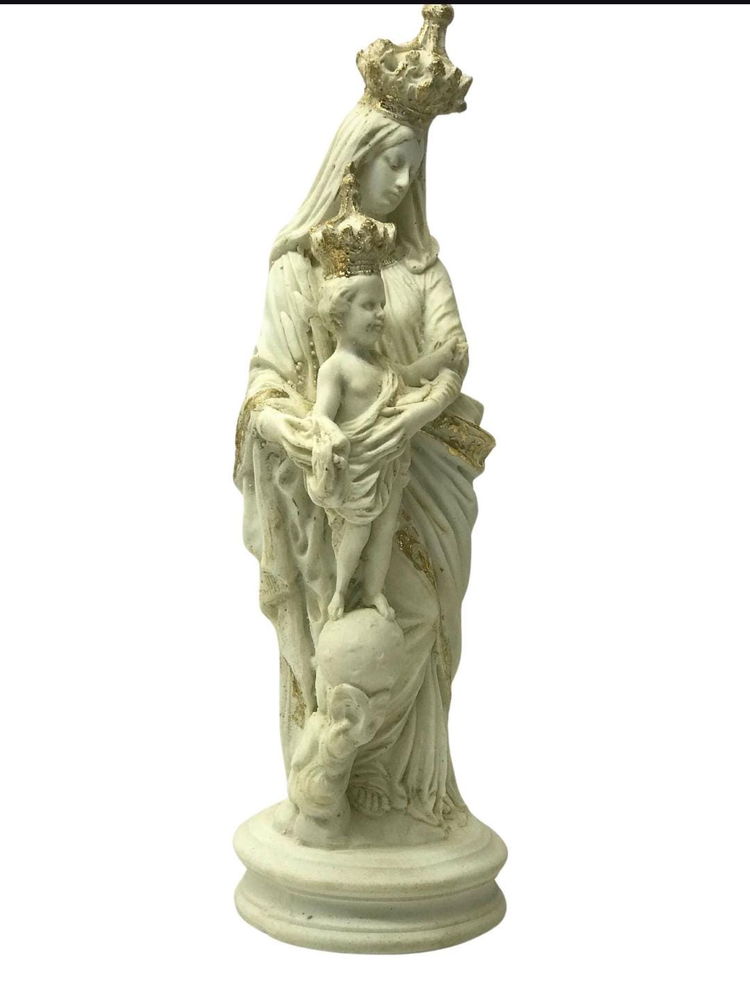 Virgin Mary Statue | Marble Dust Mother and Child Sculpture - Etsy