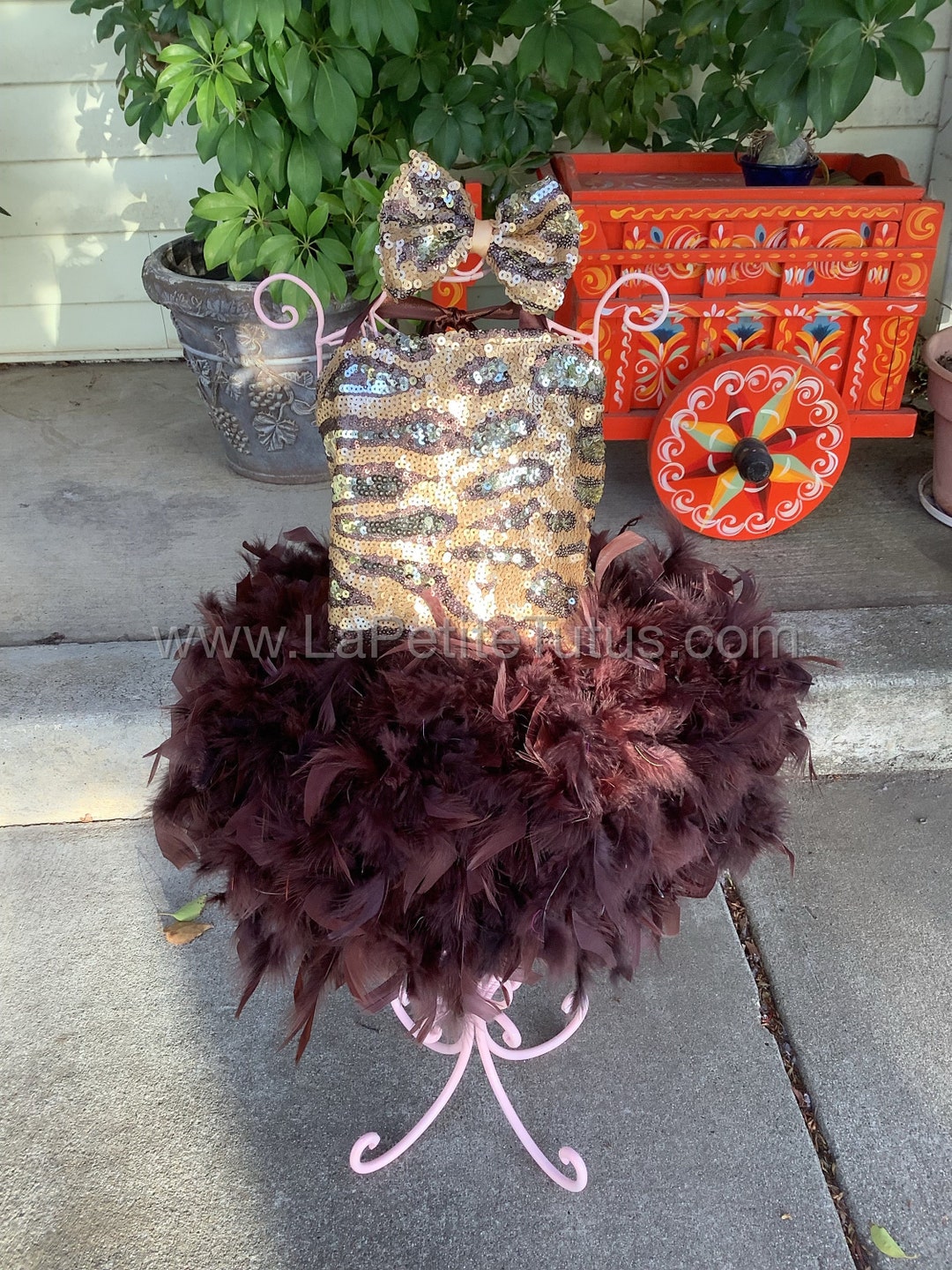 Cheetah Sequin Girls Feather Pageant Dress, Girls Dress, Toddler Dress ...