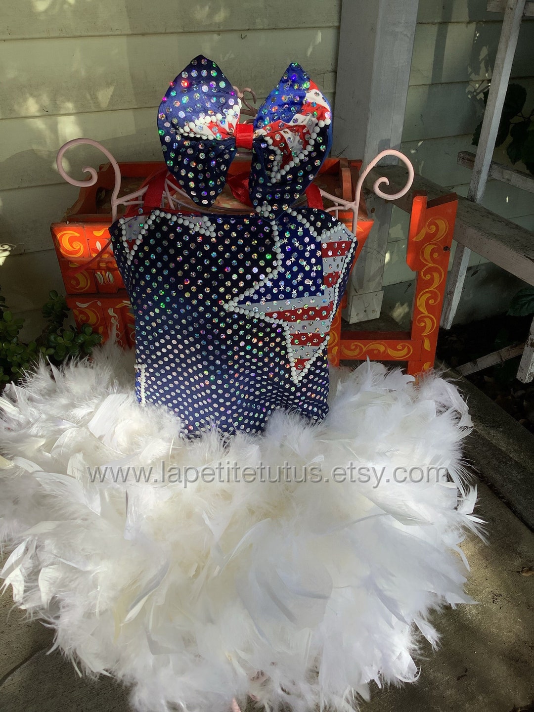 Patriotic Star Crystal Sequin Girls Feather Pageant Dress - Etsy