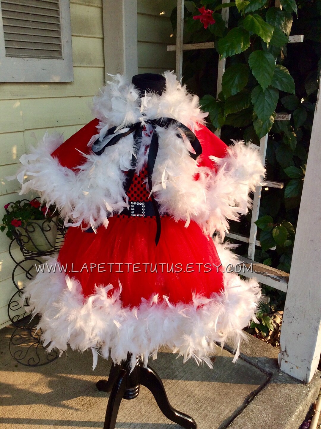 Girls Santa Feather Edge Tutu Dress and Cape Set, Santa Costume ...
