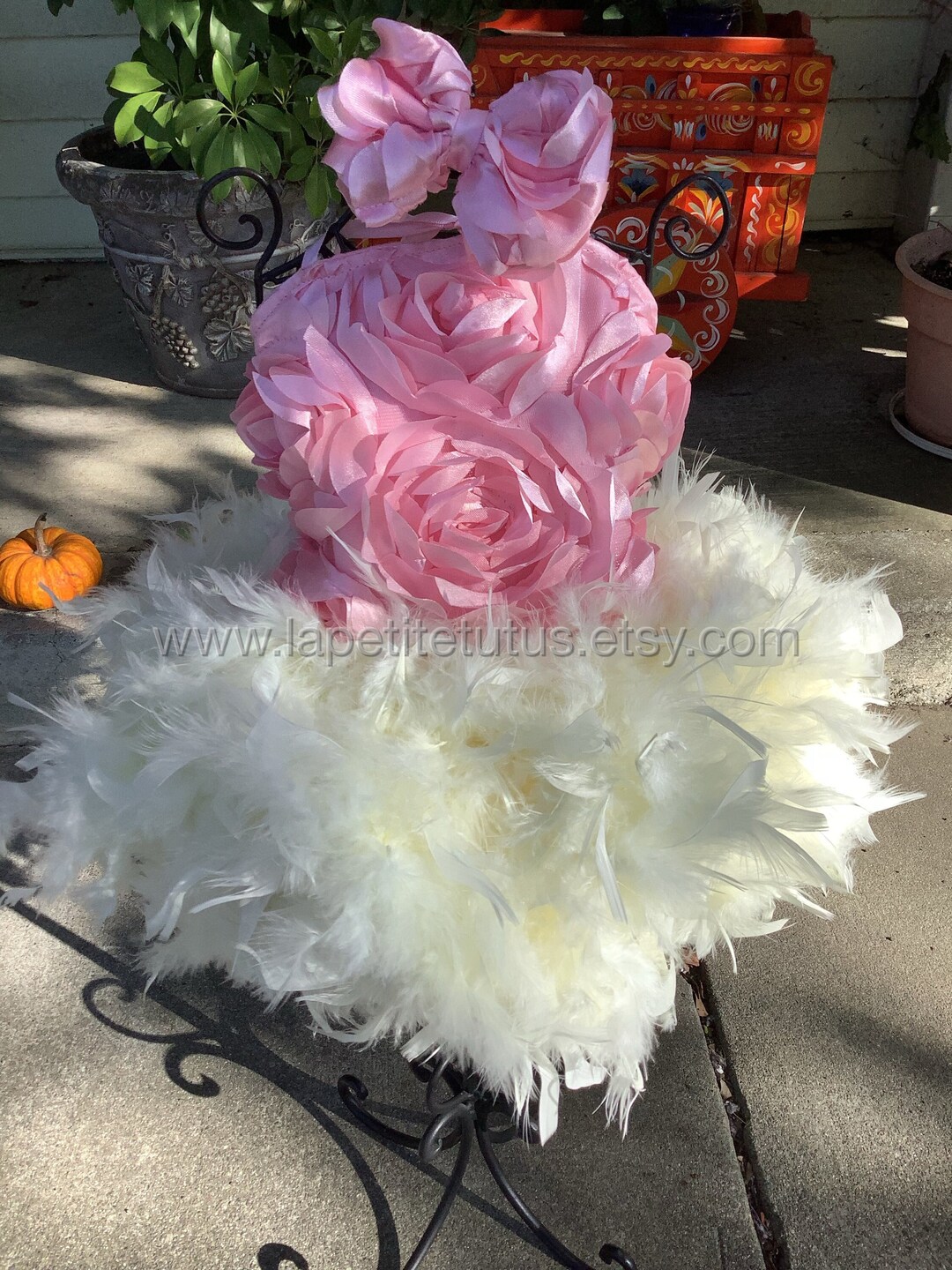 Pink Silk Floral Girls Feather Pageant Dress, Toddler Dress, Pageant ...