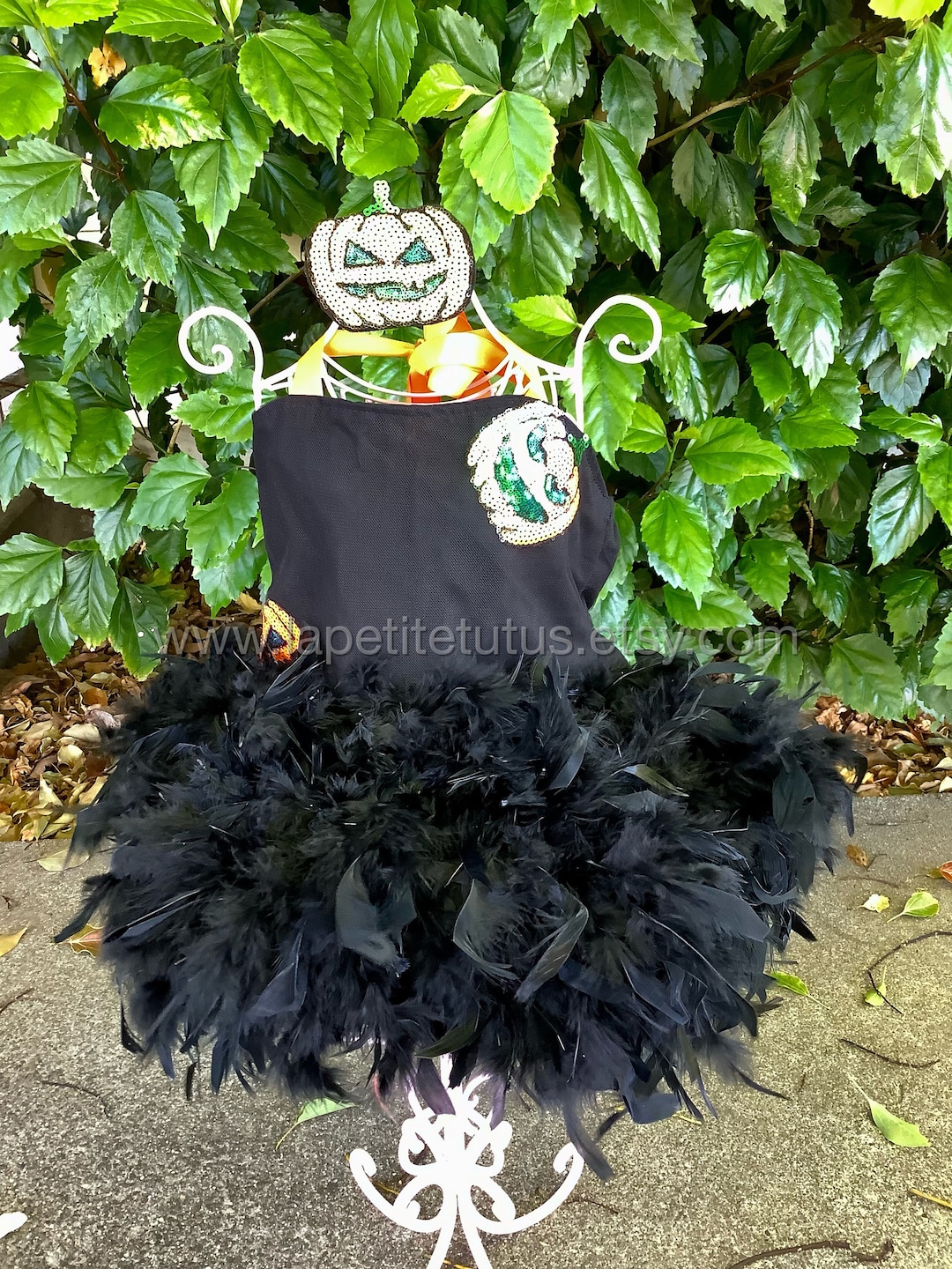 Sequin Pumpkin Girls Halloween Feather Pageant Dress - Etsy