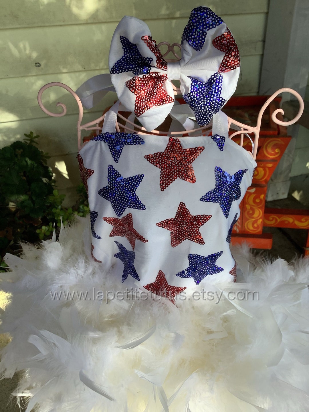 Patriotic Sequin Star Girls Feather Pageant Dress, Girls Dress, Toddler ...