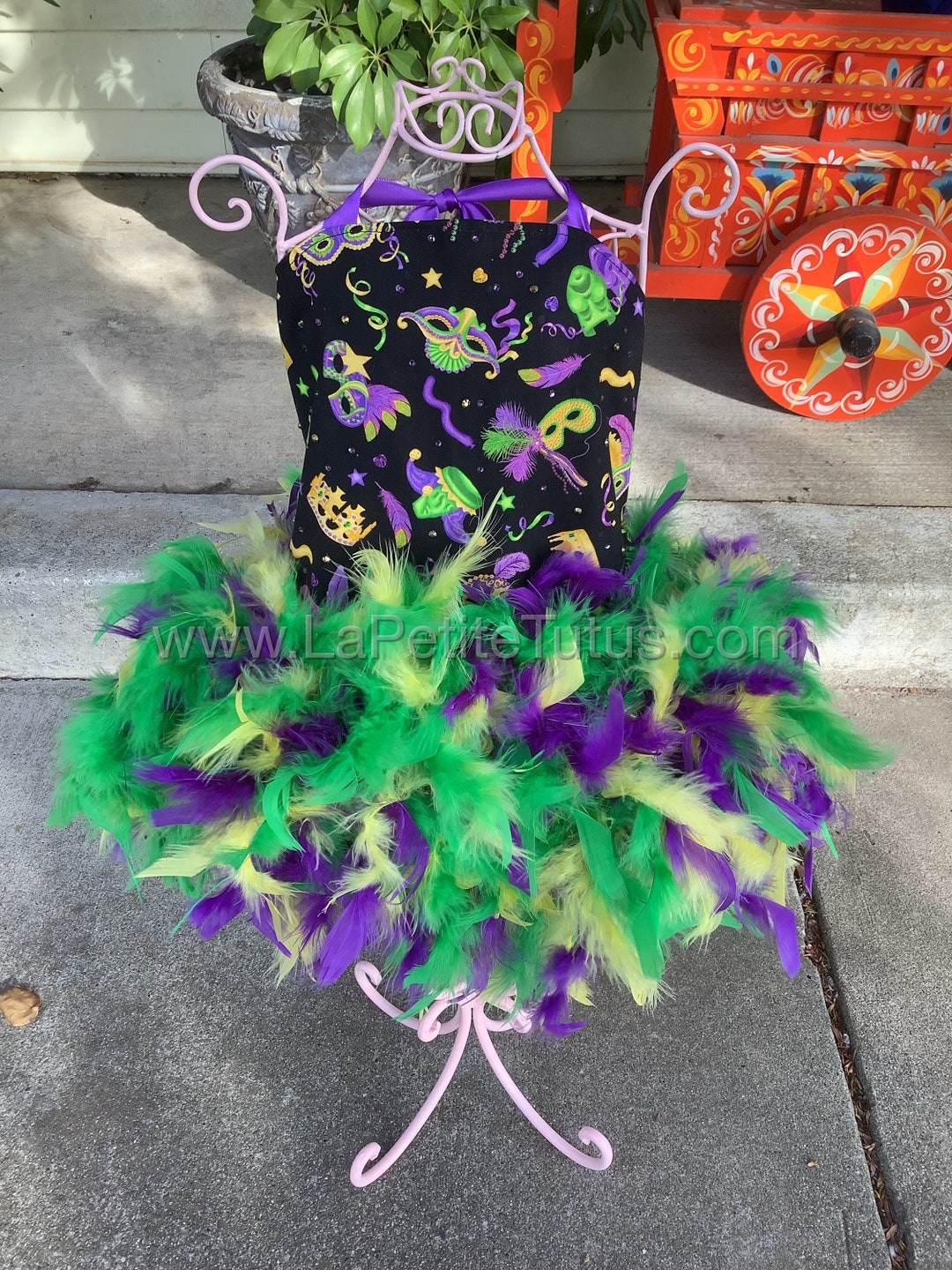 Mardi Gras Crystal Girls Feather Pageant Dress, Girls Dress, Toddler ...
