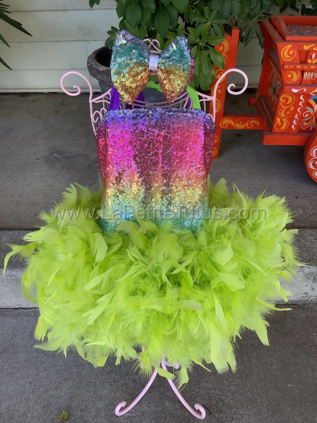 Pastel Sequin Girls Pageant Feather Dress, Rainbow Dress, Girls Dress ...