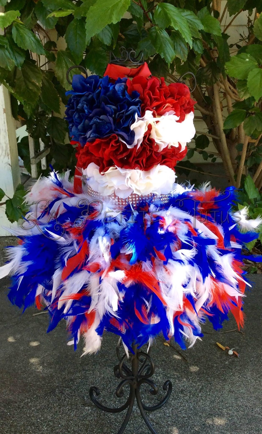Patriotic Floral Girls Feather Pageant Dress, Girls Dress, Feather ...