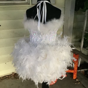White Swan Iridescent Sequin Girls Feather Pageant Tutu Dress, Girls ...