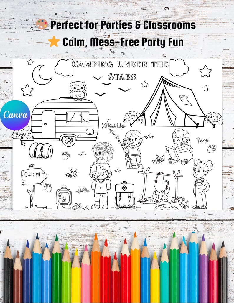 Camping Coloring & Activity Sheets | 2-page Bundle | Kids Activity ...