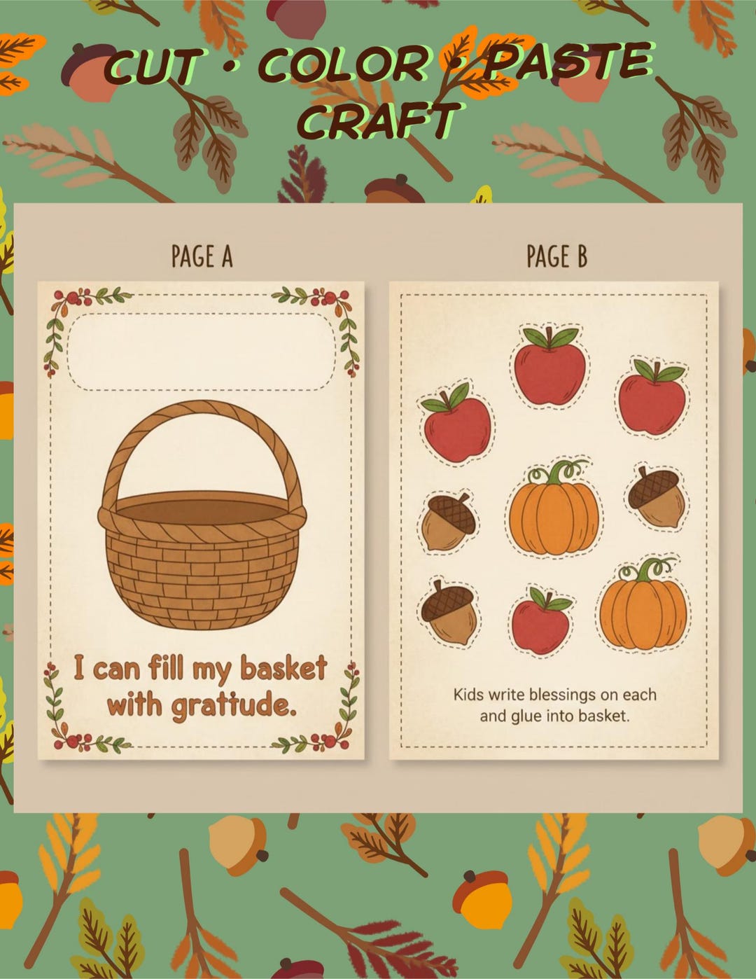 Christian Thanksgiving Craft Pack for Kids | 5 Fall Cut & Paste ...