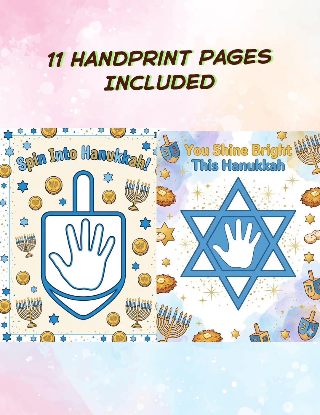 Hanukkah Handprint Art Bundle | 11 Printable Pages | Baby’s First ...