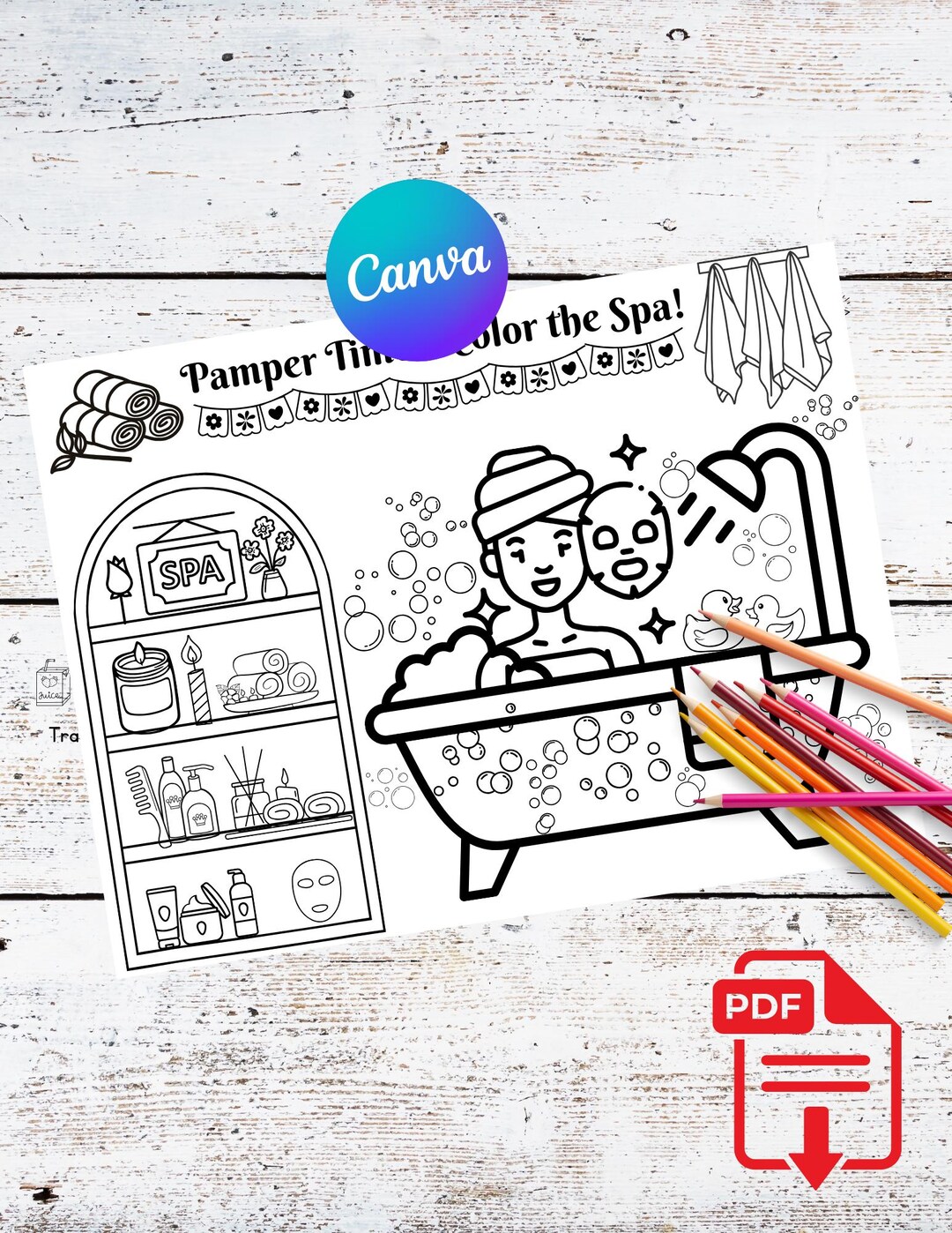 Spa Day Coloring & Activity Pages – Kids Birthday Printable | Relax ...