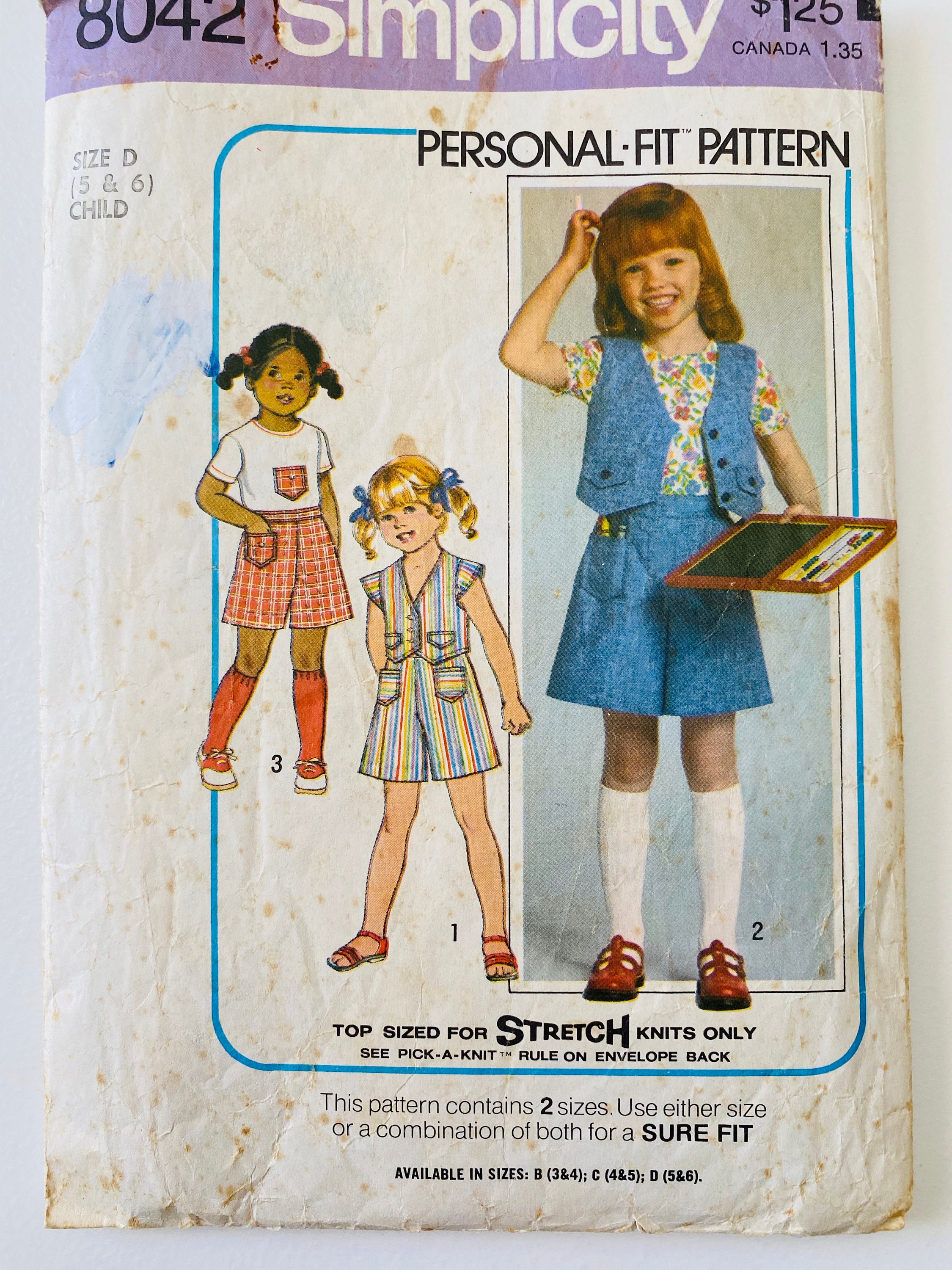 Simplicity 8042 Size 5 1977 Little Girls Play Clothes - Etsy
