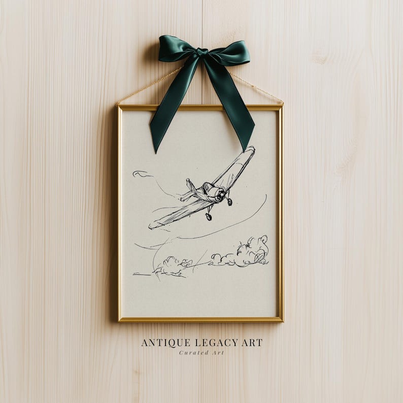 Vintage Airplane Sketch Print, Aviation Nursery Decor (digital Download ...