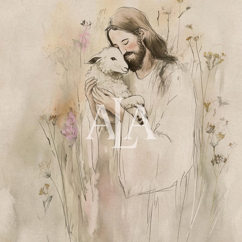 Jesus Parable of the Lost Sheep Print | Easter Christian Good Shepherd ...