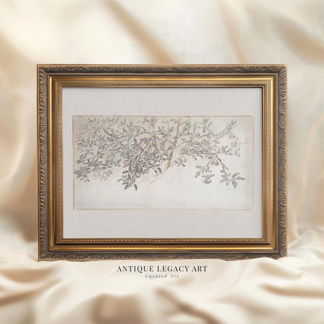 Vintage Apple Tree Branch Print, Neutral Botanical Wall Art (digital ...