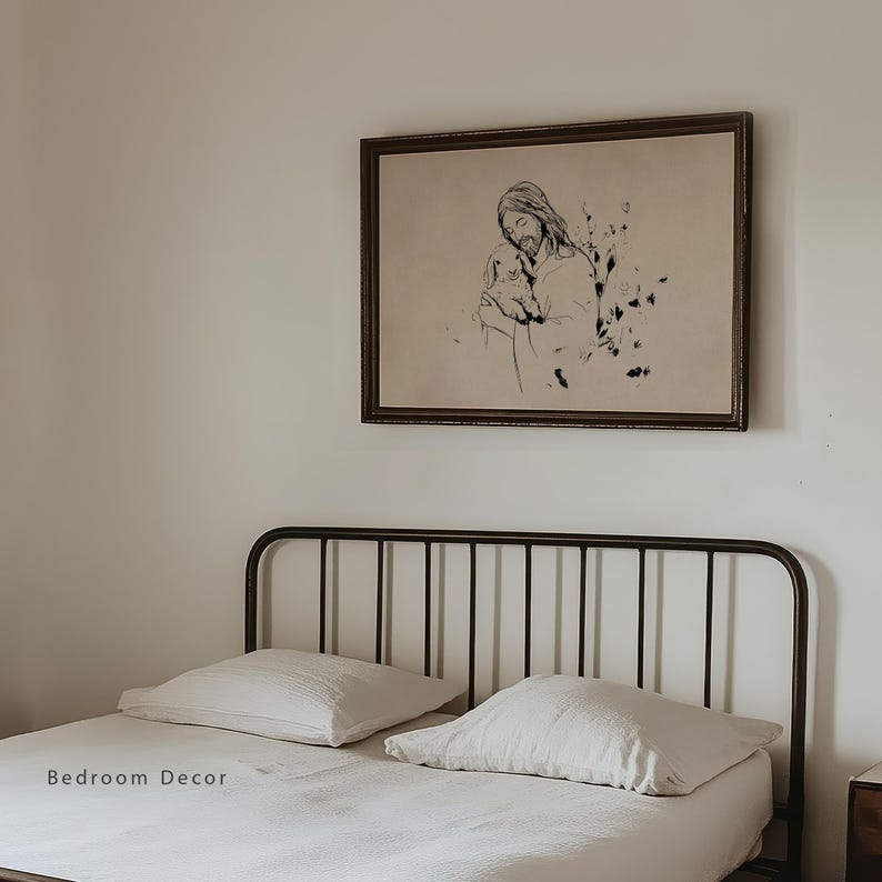 Jesus Parable of the Lost Sheep Sketch Print | Easter Christian Good ...