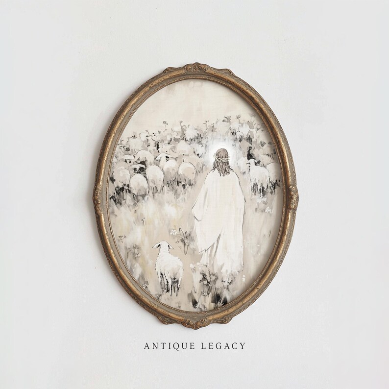 Jesus Parable of the Lost Sheep Sketch Print | Easter Christian Good ...