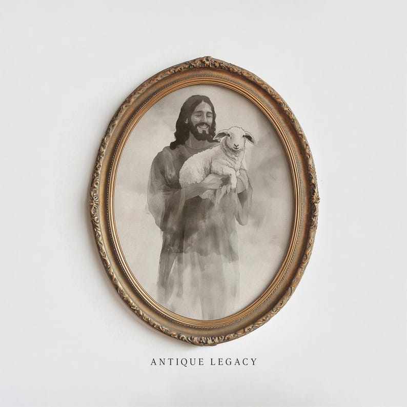 Jesus Parable of the Lost Sheep Sketch Print | Easter Christian Good ...