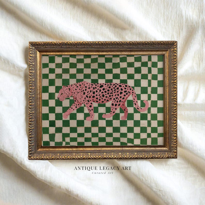 Abstract Pink Leopard Wall Art, Modern Animal Painting [digital ...