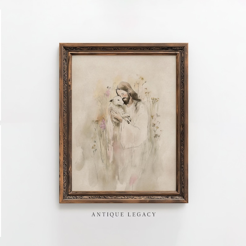 Jesus Parable of the Lost Sheep Print | Easter Christian Good Shepherd ...