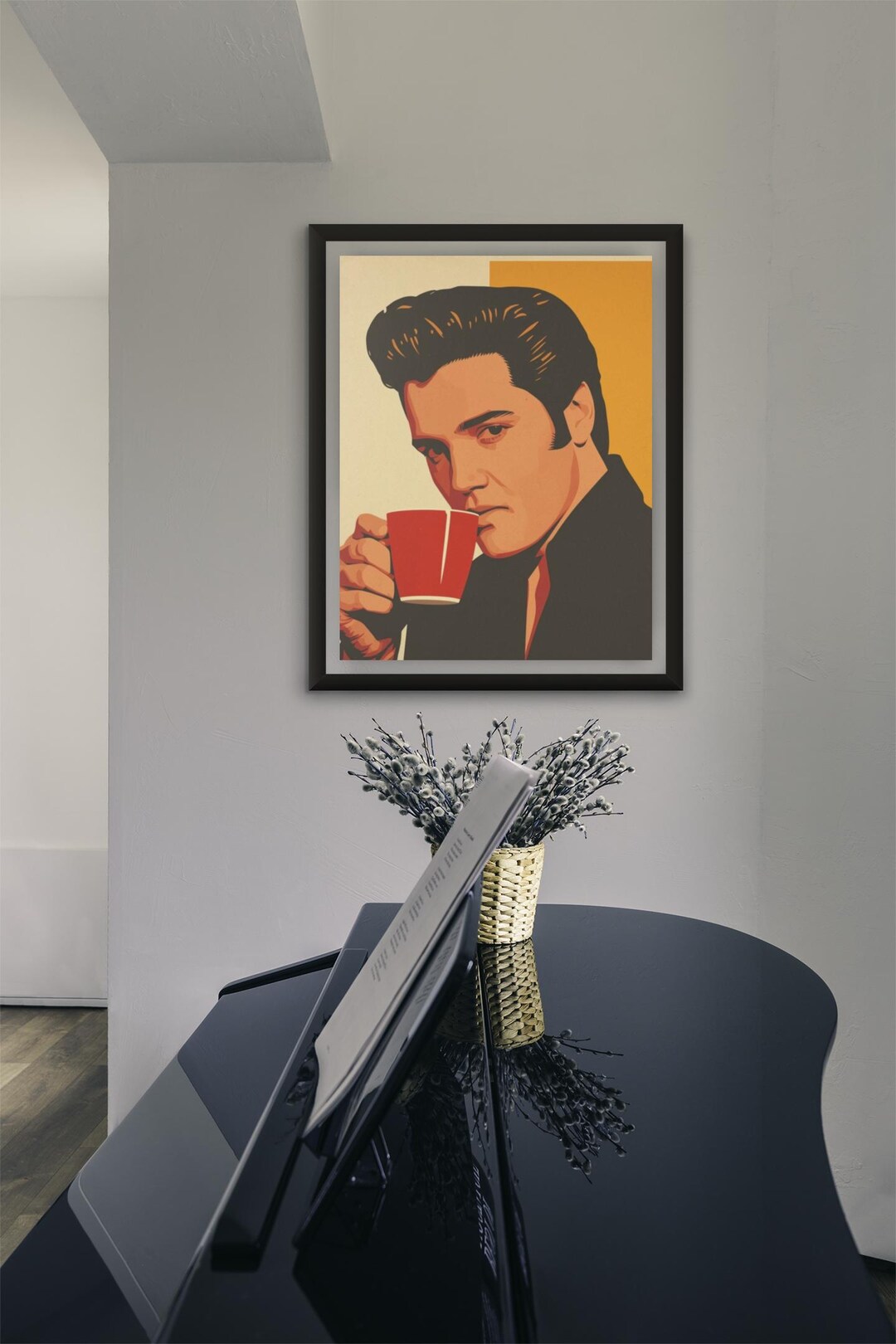 Iconic Rock Singer Coffee Wall Art: Vintage Portrait With Coffee Cup ...