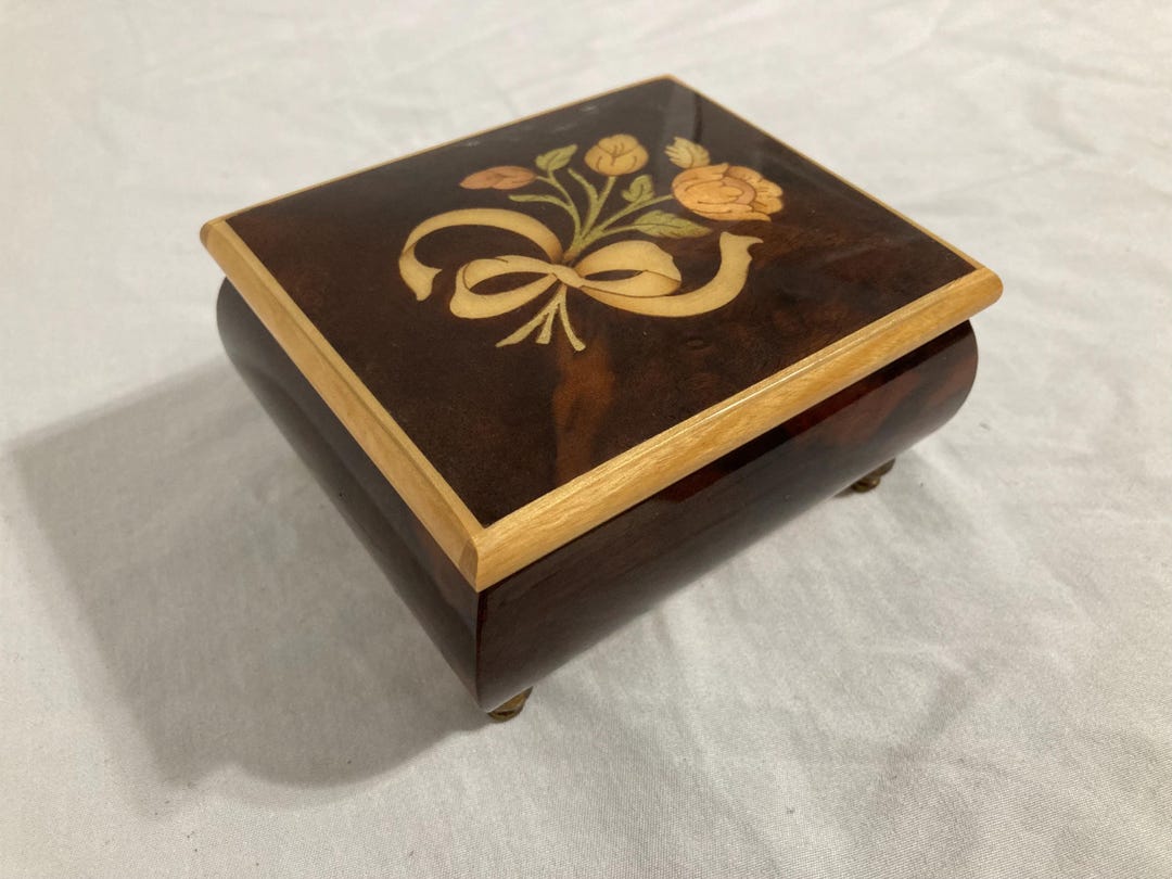 Vintage Wood Marquetry Romance Music Box - Etsy
