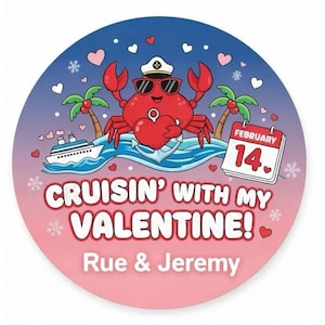 Cruisin' With My Valentine Cruise Door Magnet Personalized Round 5x5 - Etsy