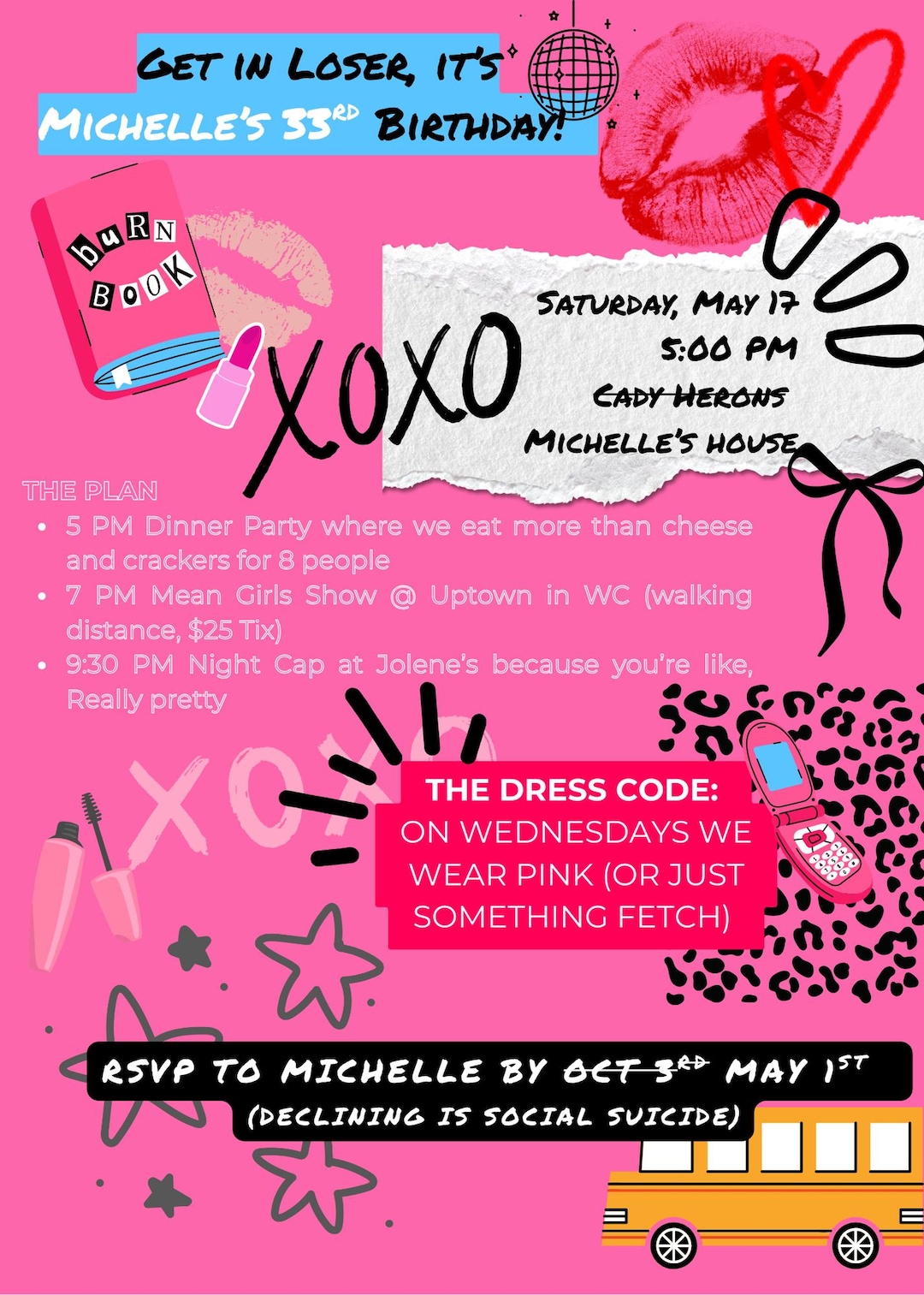 Mean Girls Millennial Birthday Invitation - Etsy