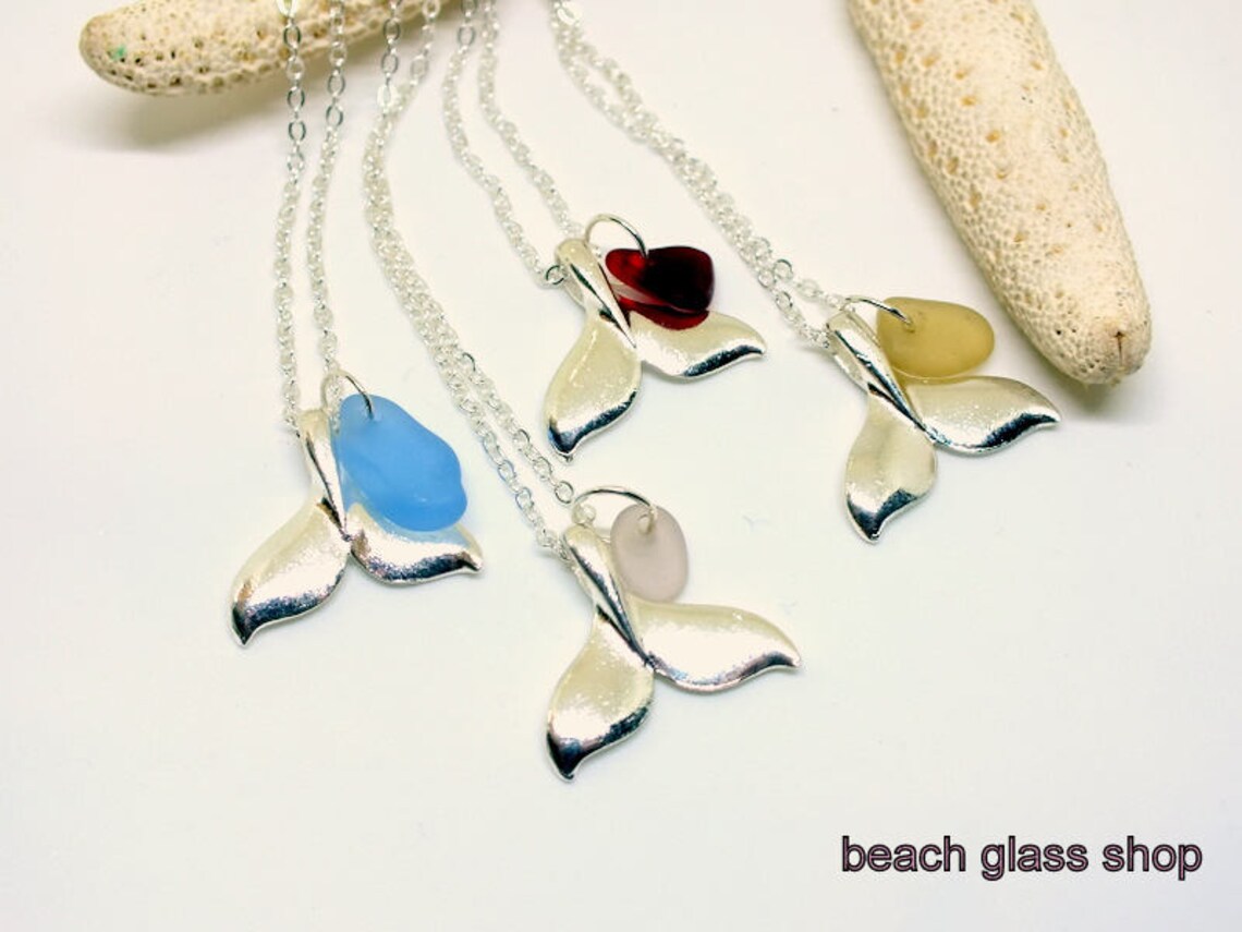 Mermaid Necklace Sea Glass Necklace Beach Necklace Whale | Etsy