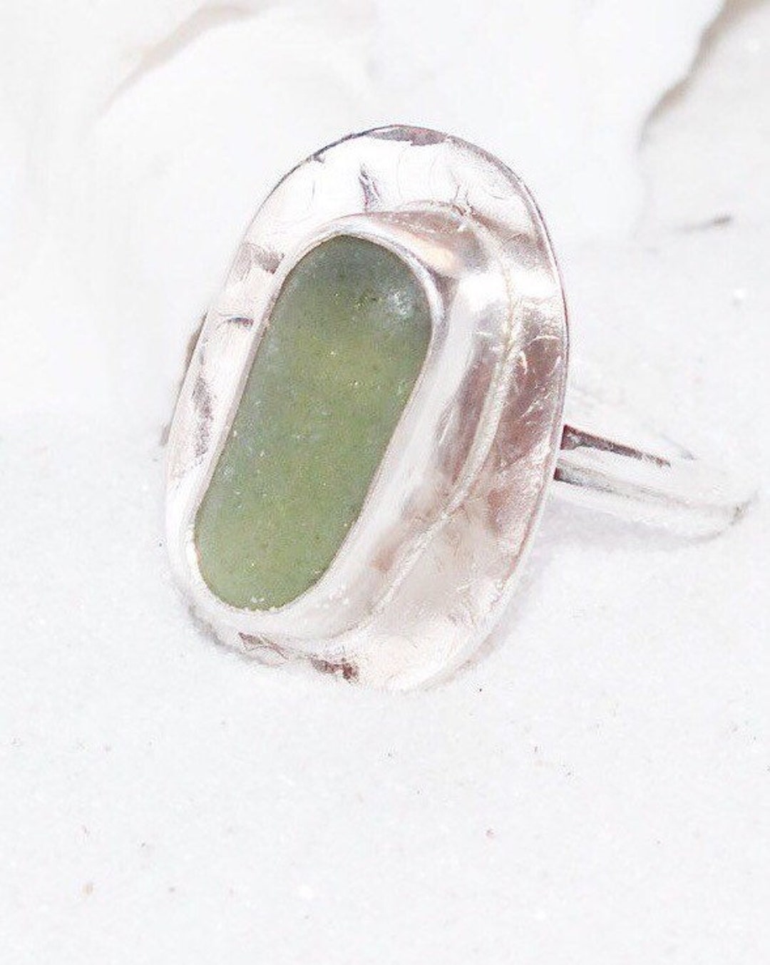 Sea Glass Ring, Sterling Sea Glass Ring, Statement Ring, Size US 6 1/2 ...