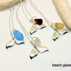 Mermaid Necklace, Sea Glass Necklace, Beach Necklace, Whale Charm ...