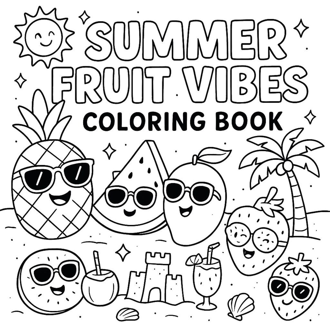 Summer Fruit Vibes: A Cute & Juicy Coloring Adventure! - Etsy