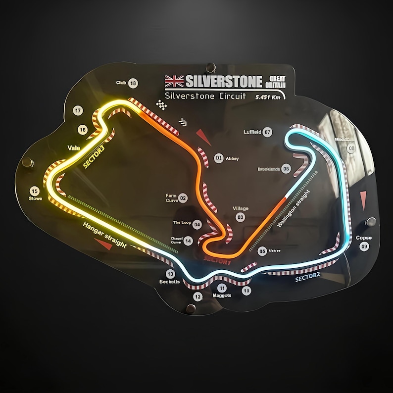 Silverstone F1 Circuit LED Lamp - Formula 1 Race Track Wall Art ...