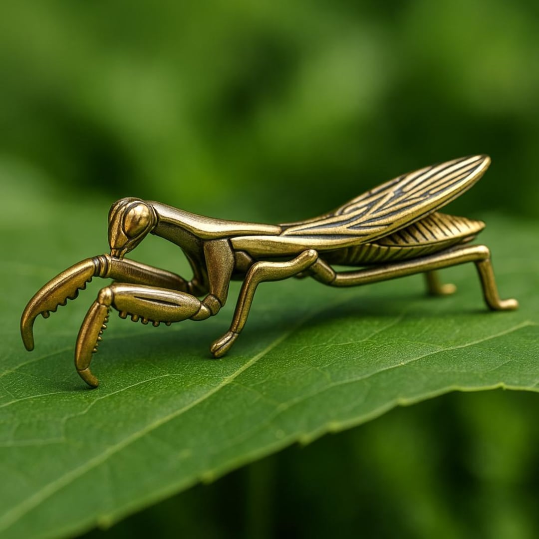 Brass Praying Mantis Figurine With Antique Finish, Handmade Insect ...