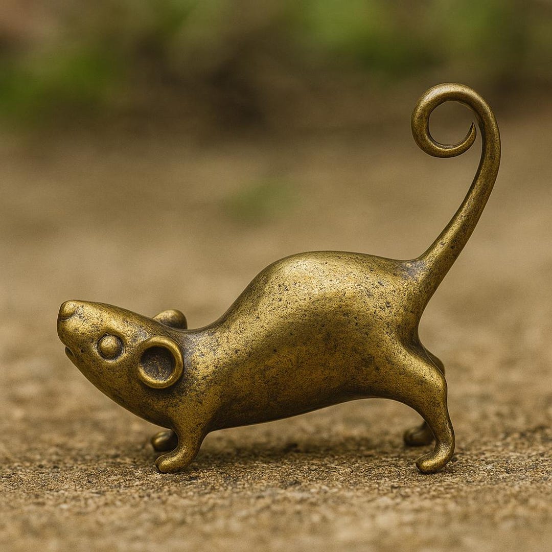 Miniature Brass Mouse Figurine | 3.5cm Animal Totem | Solid Brass Mouse ...