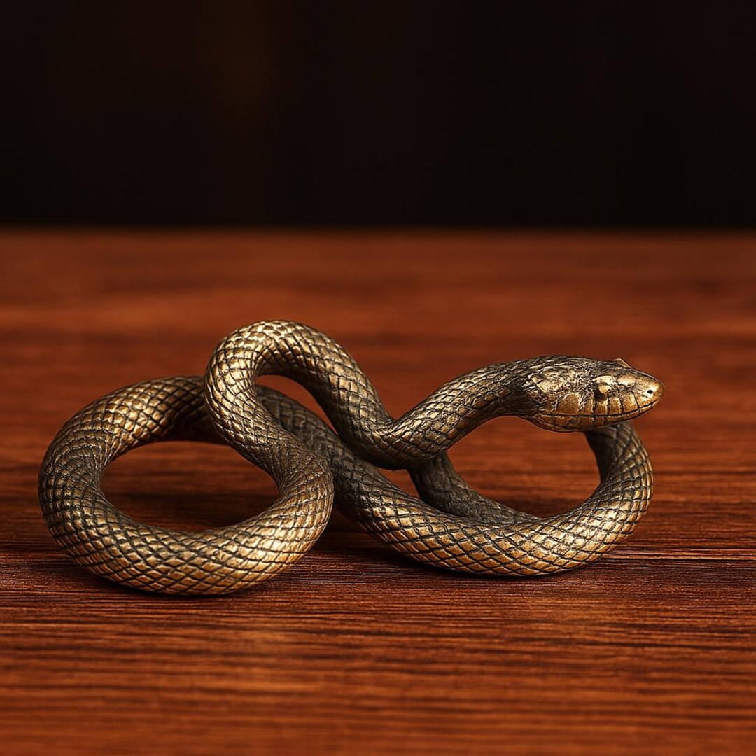 Brass Coiled Python Figurine With Antique Finish, Vintage Snake ...