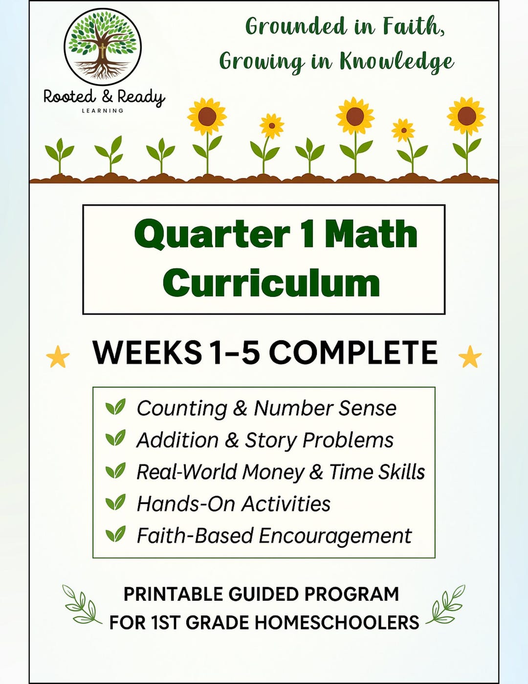 Rooted & Ready Learning: 1st Grade Math Curriculum | Quarter 1 Weeks 1 ...