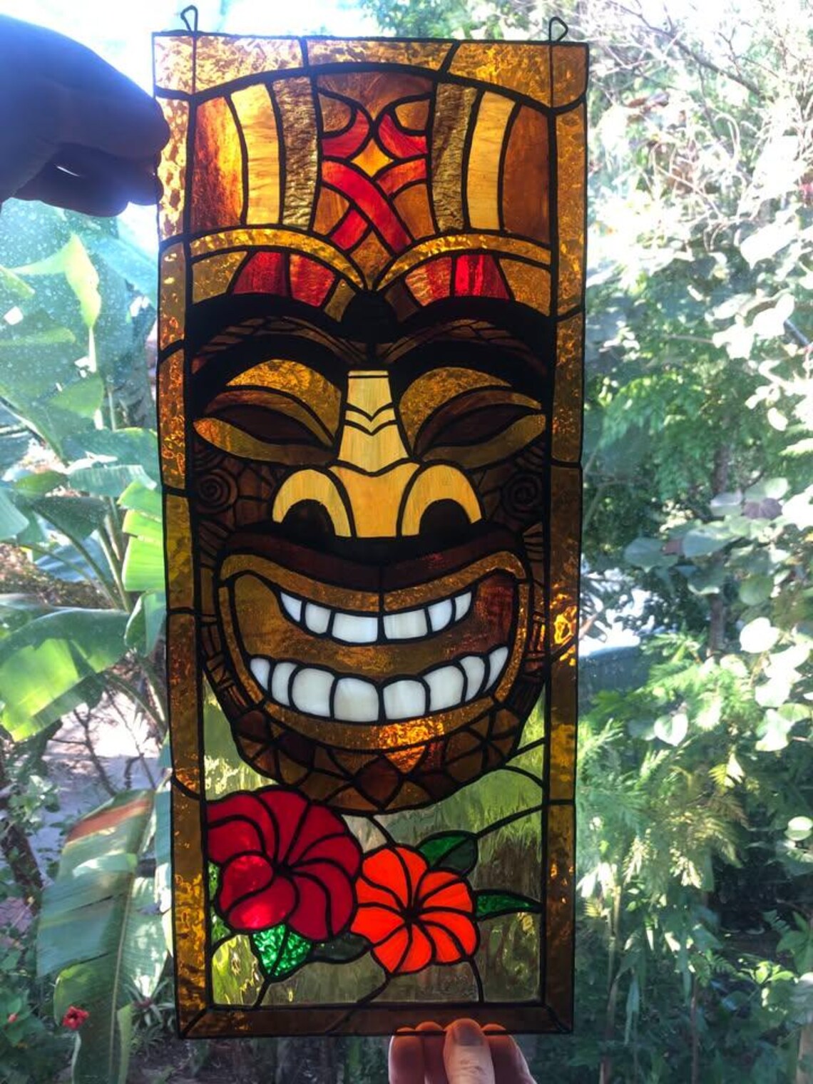 Unique Stained Glass Tiki Panel - Etsy