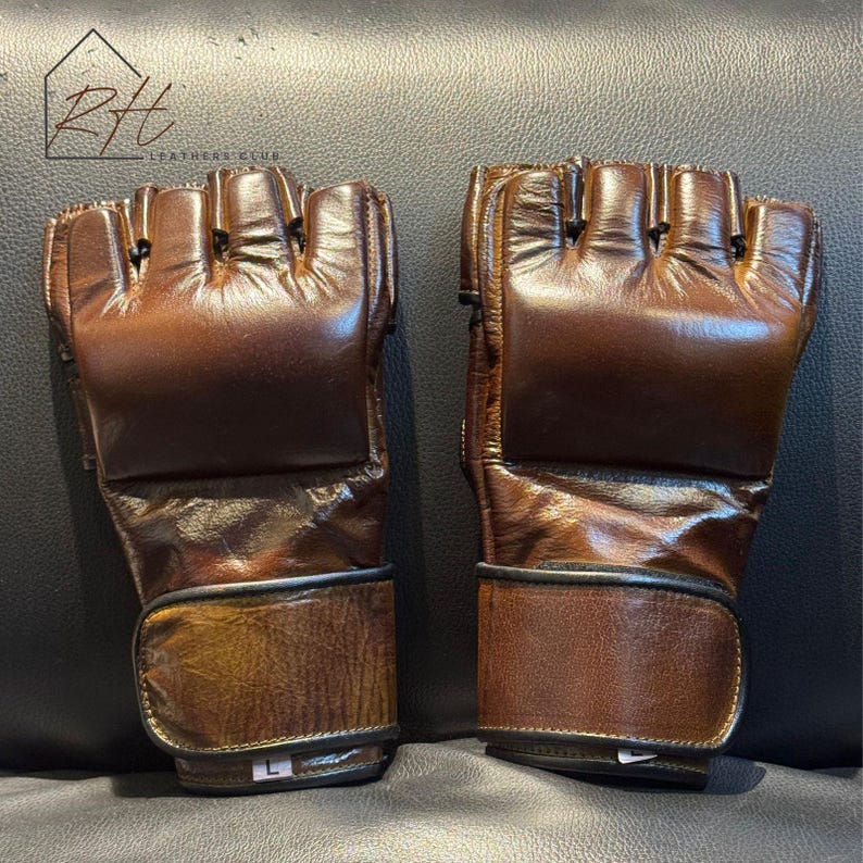 Personalized Leather MMA Gloves – Padded Knuckles, Grappling & Training ...