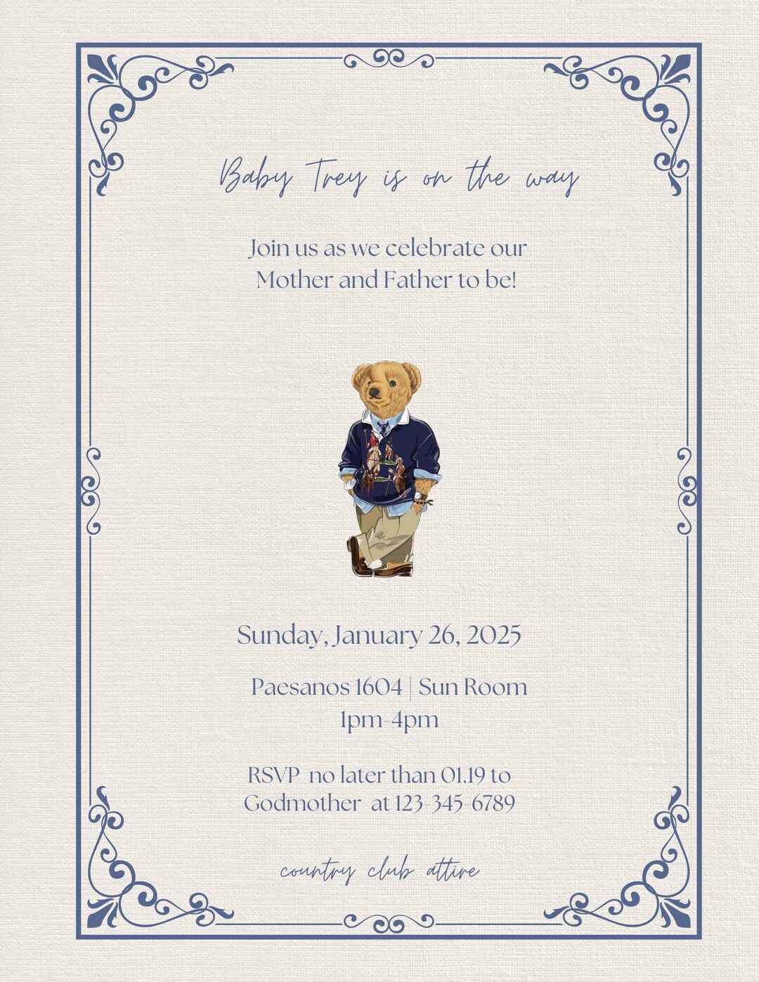 Ralph Lauren Baby Shower Invite - Etsy