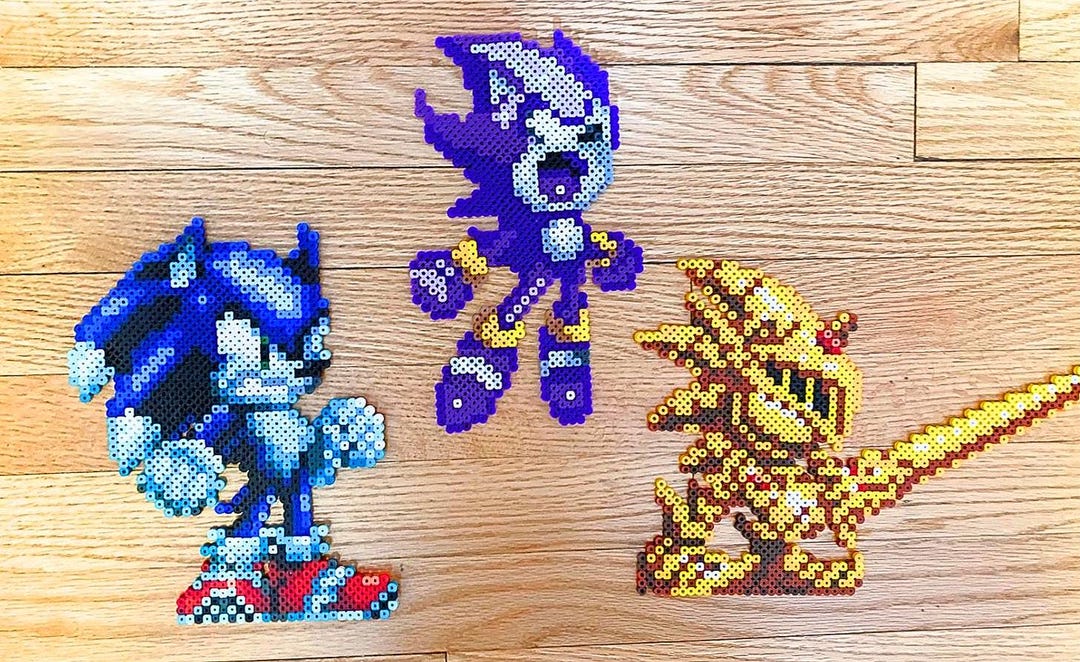 Darkspine, Werehog, and Excalibur Sonic - Sonic the Hedgehog Perler ...