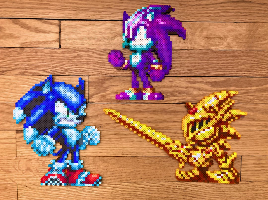 Darkspine, Werehog, and Excalibur - Sonic the Hedgehog Perler Beaded ...