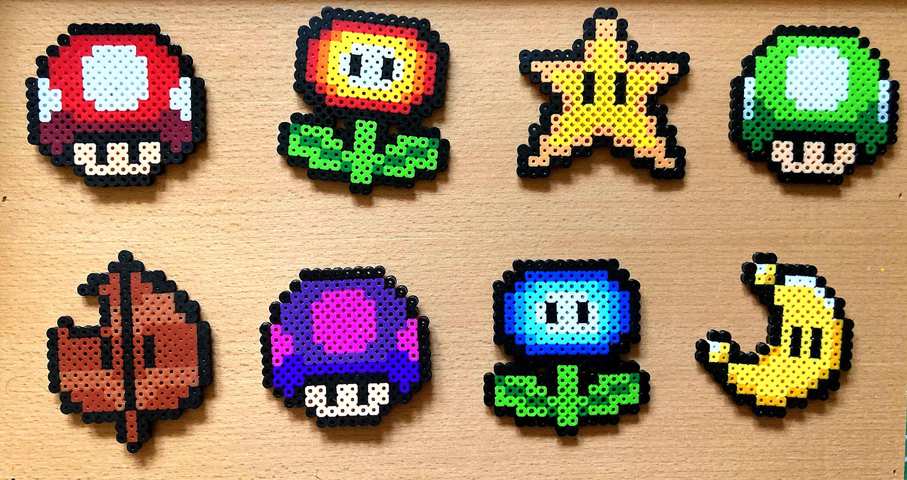 Super Mario Power-up Perler Bead Set – Handmade Pixel Art Game Sprites ...